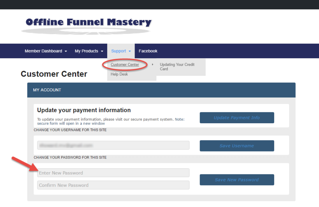 How to Change Your Password – Offline Funnel Mastery
